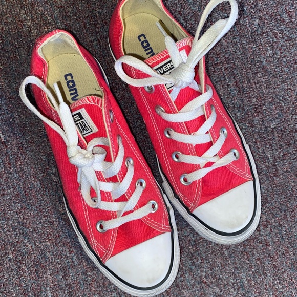Converse | Shoes | Red All Star Converse W White Laces | Poshmark